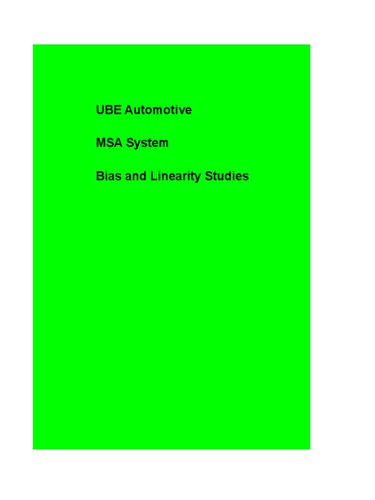 UBE Automotive MSA System Bias and Linearity Studies | PDF | Errors And ...