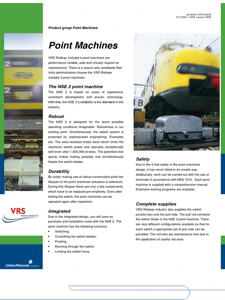 VRS Railway Industry Point Machines | PDF | Switch | Rail Transport