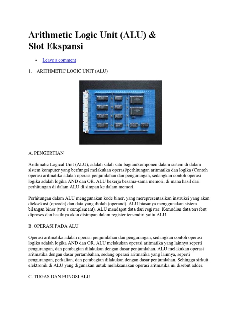 Arithmetic Logic Unit | PDF