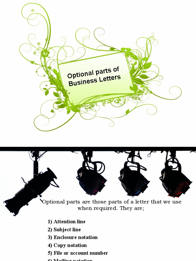 Optional Components of Business Letters | PDF | Communication | Computing