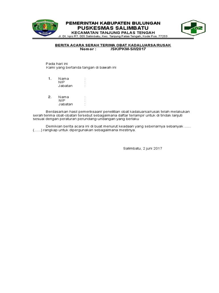 Surat Pernyataan Obat Hilang Pdf