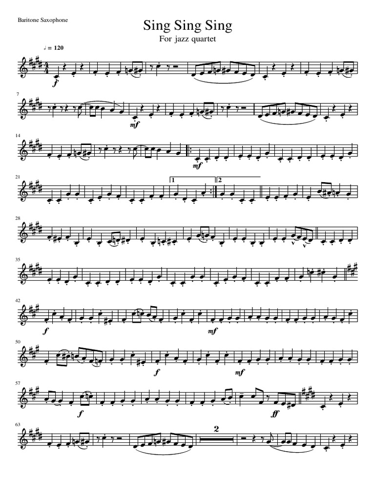 Sing Sing Sing Baritone Saxophone | PDF