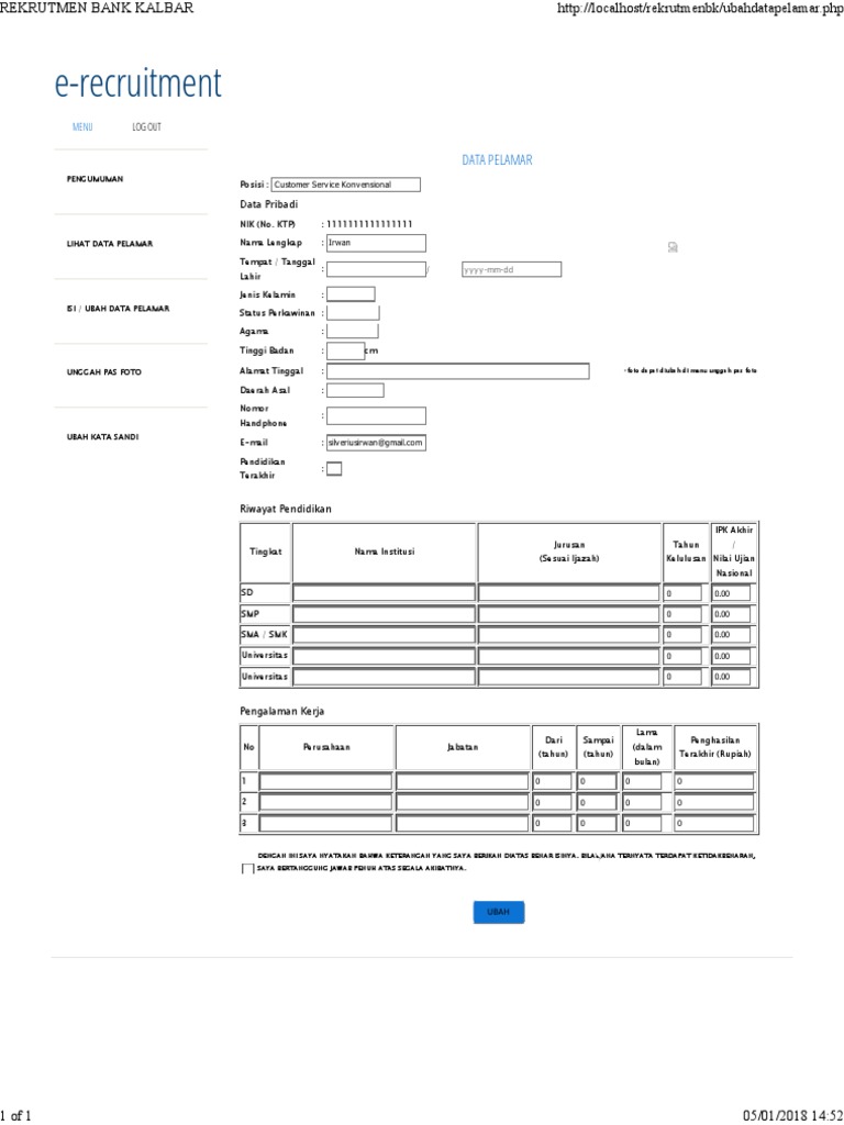 Form Isian Rekrutmen | PDF