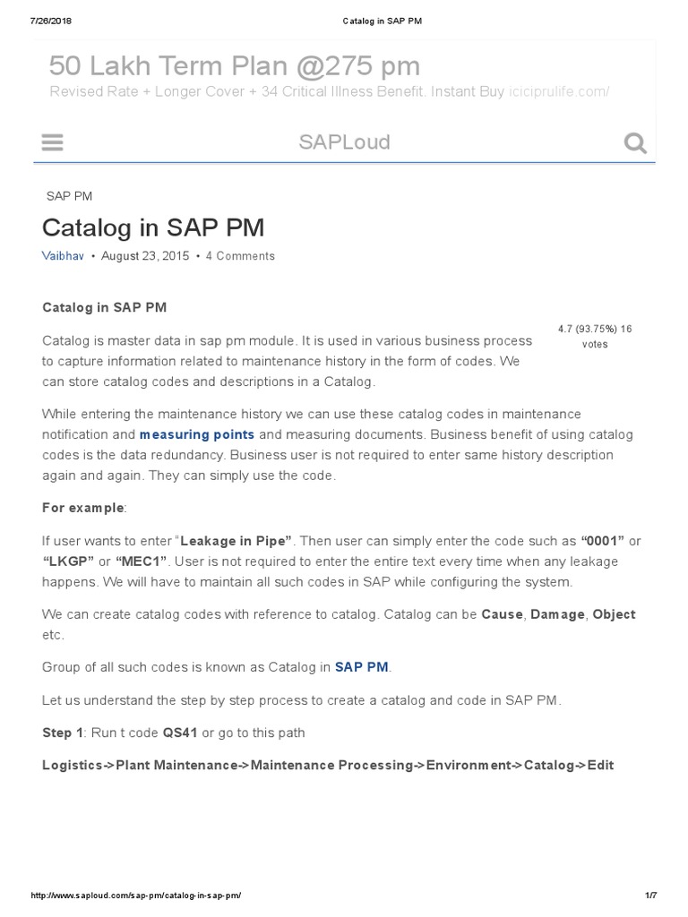 Catalog in Sap PM | PDF | Business Process | Information Science