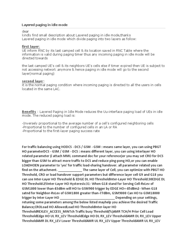 Layered Paging in Idle Mode | PDF | Information And Communications Technology | Computer Networking