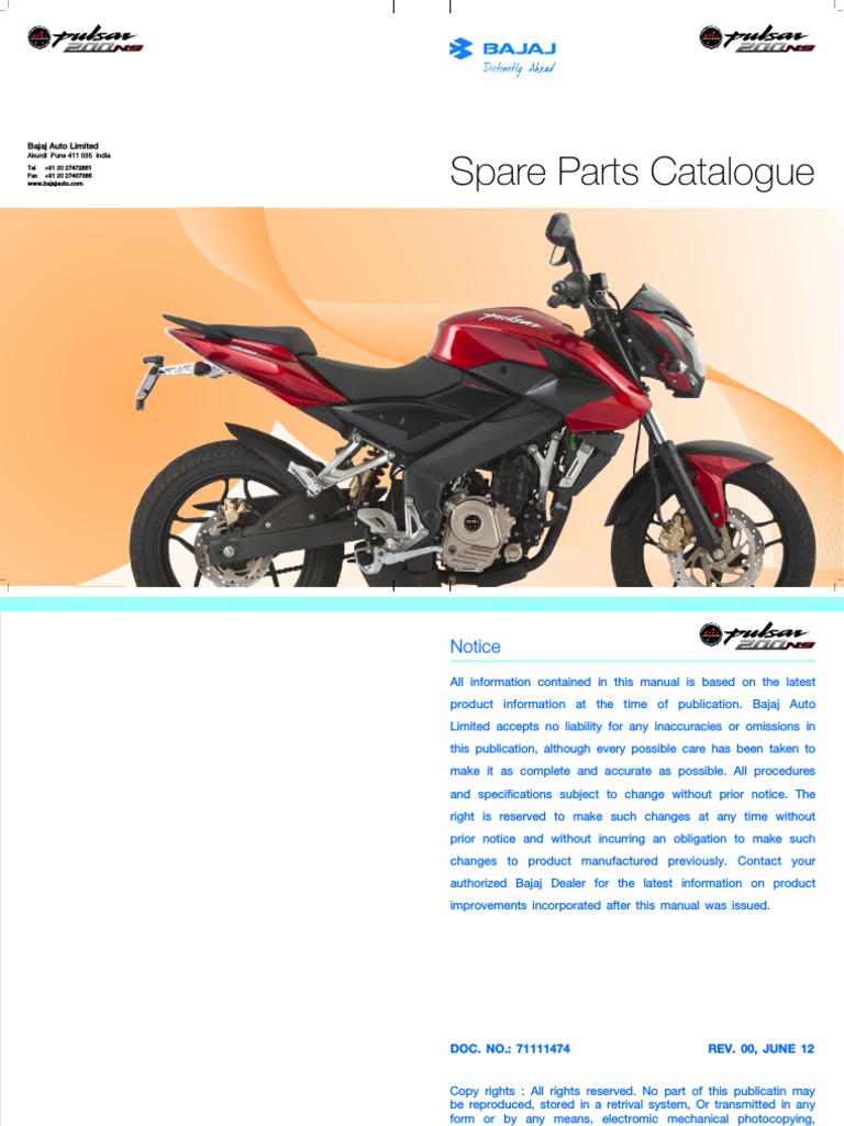 Pulsar 200 NS Spare Parts Catalog PDF | PDF | Screw | Clutch