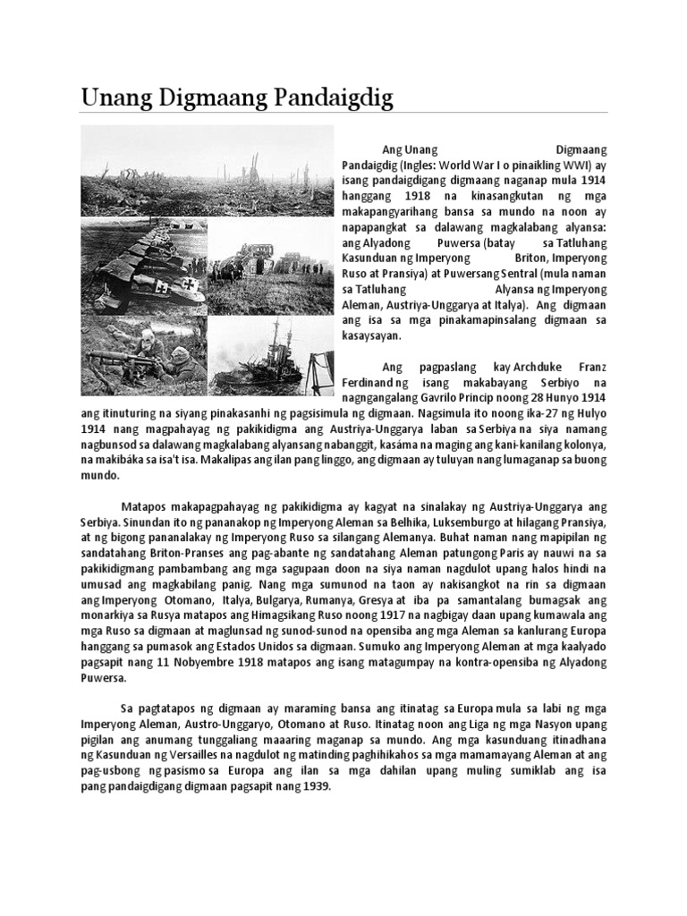 Unang Digmaang Pandaigdig | PDF
