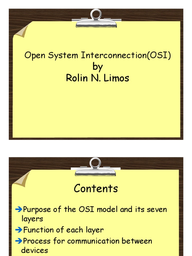 Open System Interconnection (OSI) : by Rolin N. Limos | PDF | Osi Model | Internet Protocol Suite