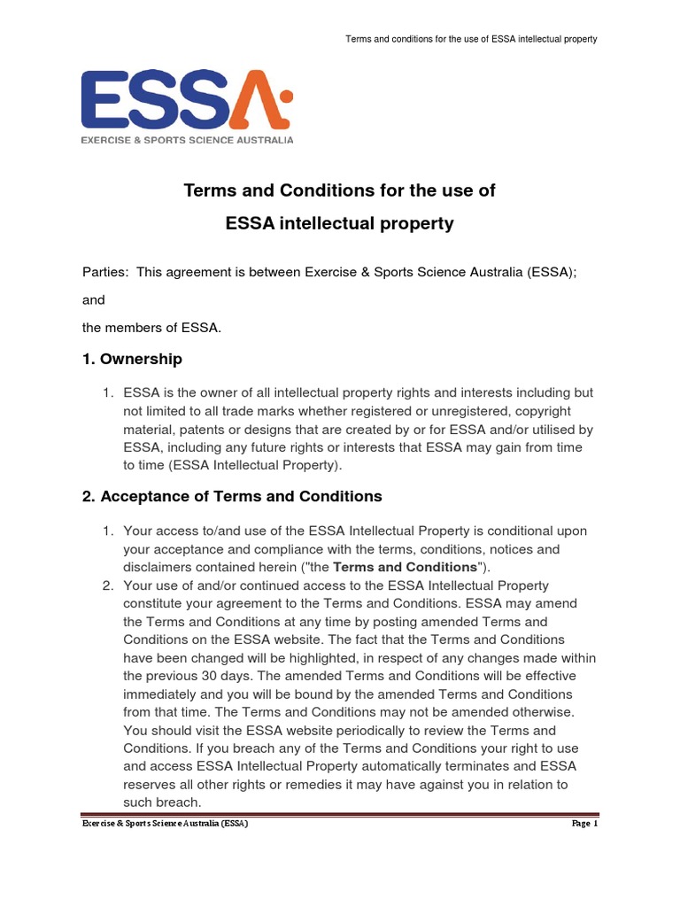 ESSA Logo Usage Guidelines Terms and Conditions PDF | PDF ...