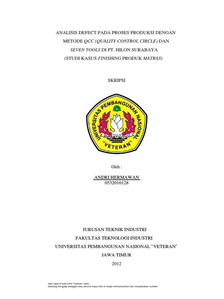 123dok ANALISIS+DEFECT+PADA+PROSES+PRODUKSI+DENGAN+METODE+QCC+ (QUALITY ... 123dok ANALISIS+DEFECT+PADA+PROSES+PRODUKSI+DENGAN+METODE+QCC+ (QUALITY ...