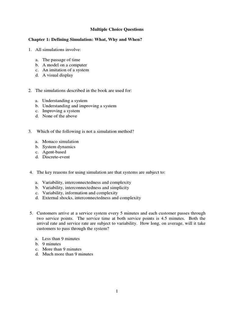 Understanding Simulation: Multiple Choice Questions on Conceptual ...