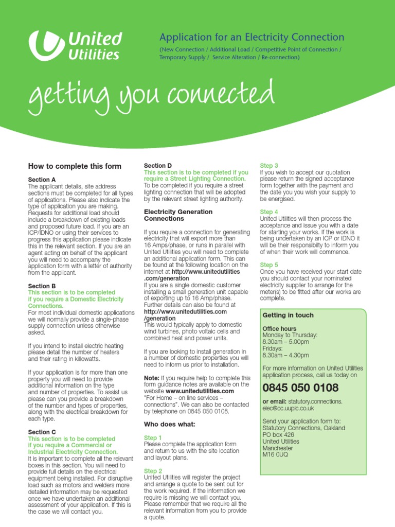 Electricity Connection Application Guide | PDF | Electric Heating ...