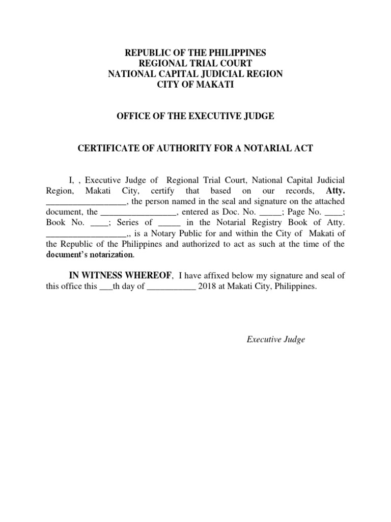 Certificate of Authority for Notarial Act | PDF | Social Science | Law