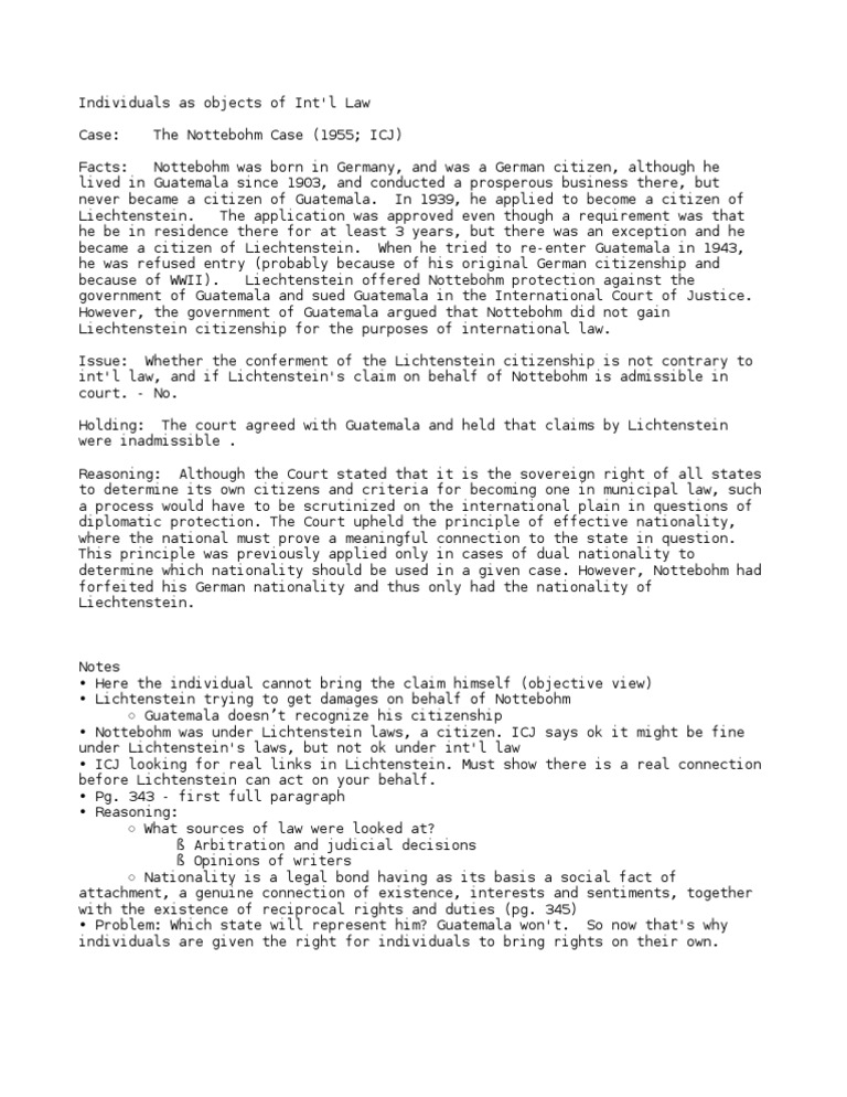 The Nottebohm Case | Download Free PDF | Citizenship | Constitutional Law