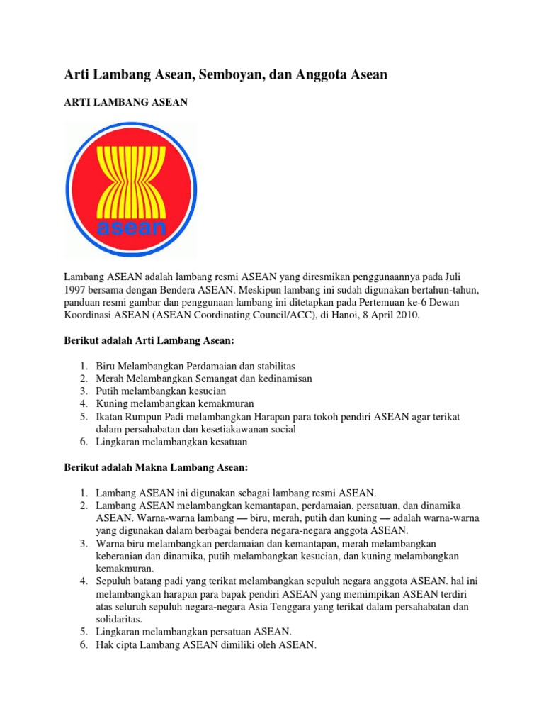 Simbol dan Semboyan ASEAN | PDF