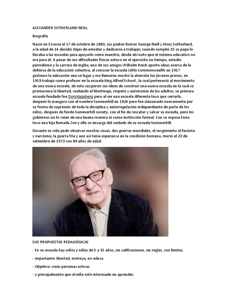 Alexander Sutherland Neill | PDF | Sicología | Conceptos psicologicos