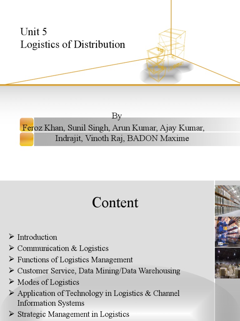 Logistics of Distribution | PDF | Logistics | Data Warehouse