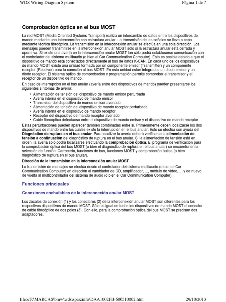 BMW Sistema Most | PDF | Red de computadoras | Electricidad