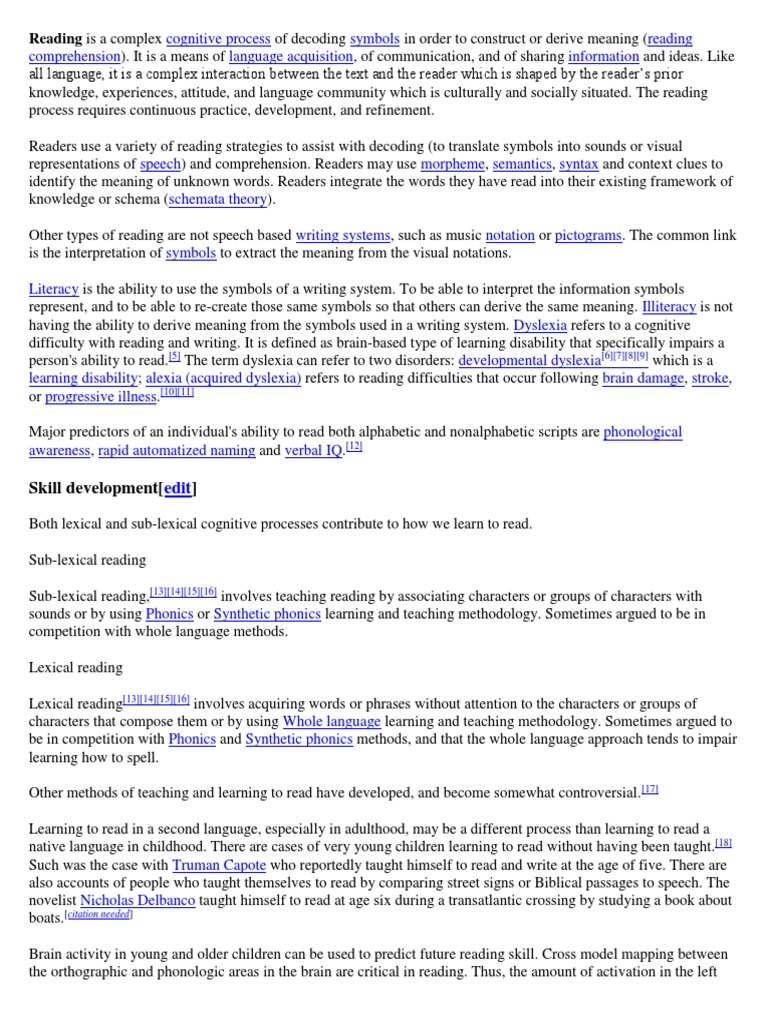 The Complex Cognitive Process of Reading: A Breakdown of the Key ...