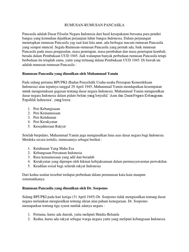 Rumusan Pancasila | PDF