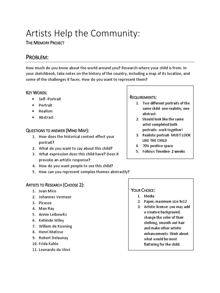 Project 3 Artists Help The Community | PDF | Composition (Visual Arts ...
