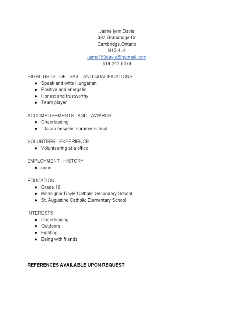 References Available Upon Request | PDF