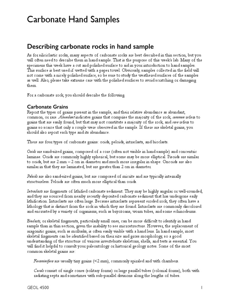 Carbonate Hand Samples | PDF | Limestone | Calcite