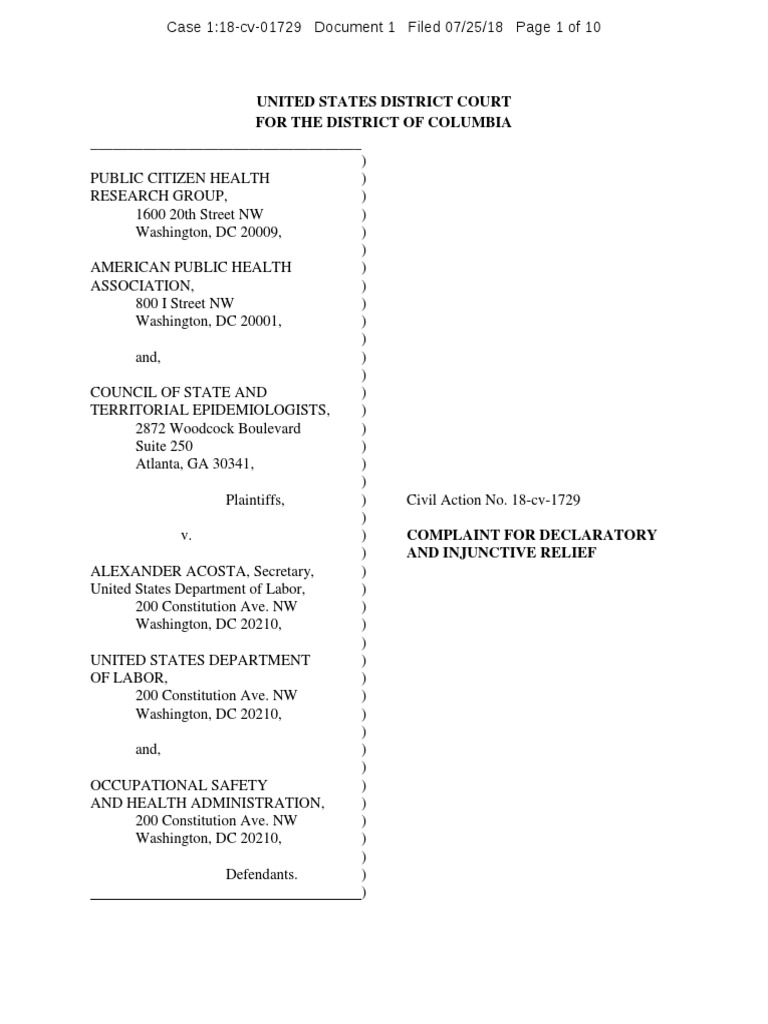 CSTE - APHA - Public Citizen DC Circuit - OSHA Reporting Rule - July ...