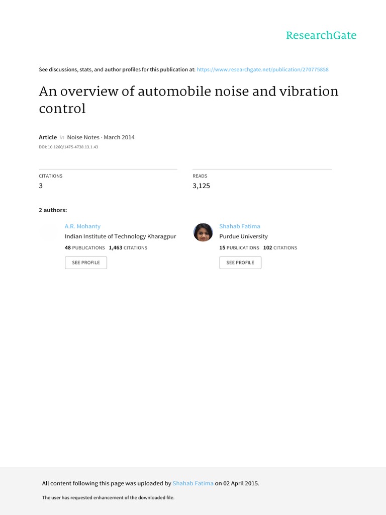 Automotive Polyurethane NVH Insights | PDF | Sound | Internal ...