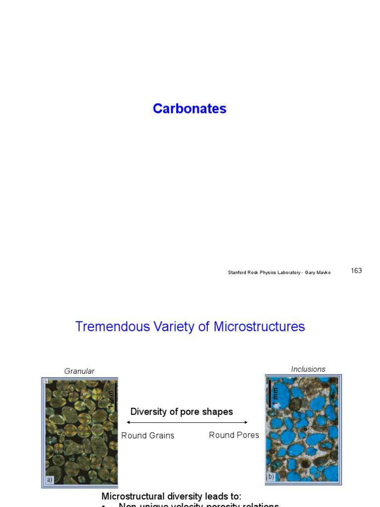 Carbonates: Stanford Rock Physics Laboratory - Gary Mavko | PDF ...