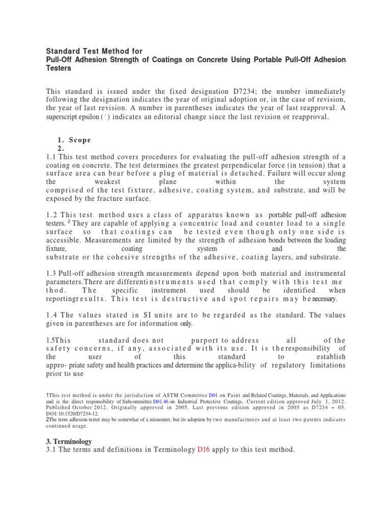 Astm d7234 | PDF | Adhesive | Adhesion