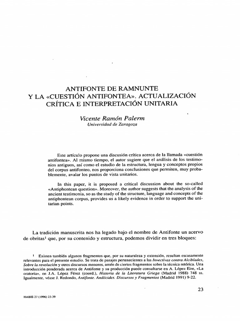 Antifonte de Ramnunte | PDF | Retórica | Crítica literaria