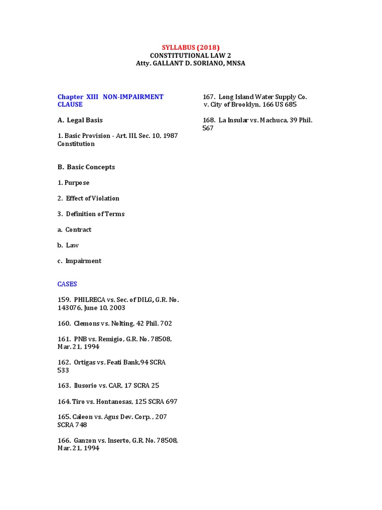 Consti 2 Syllabus Part 10 (2018) | PDF