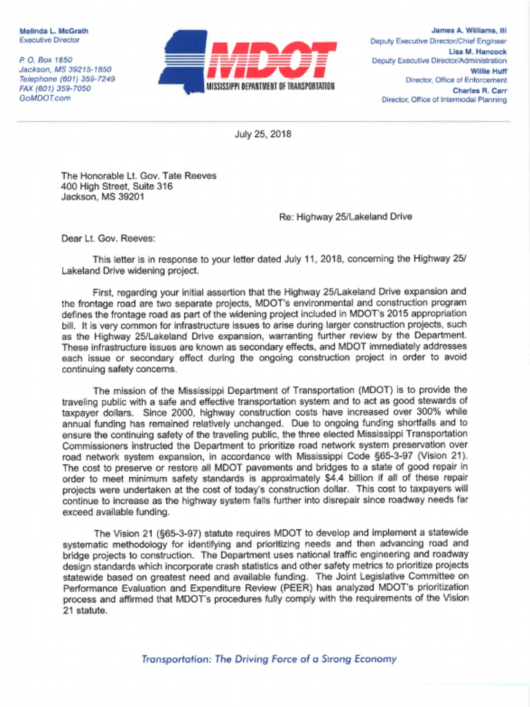 MDOT Lakeland Reeves Letter | PDF