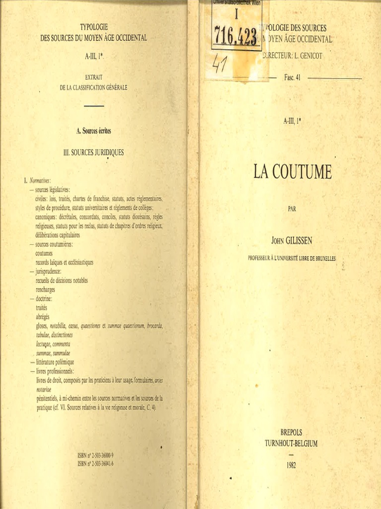 La Coutume | PDF | Droit romain | Loi