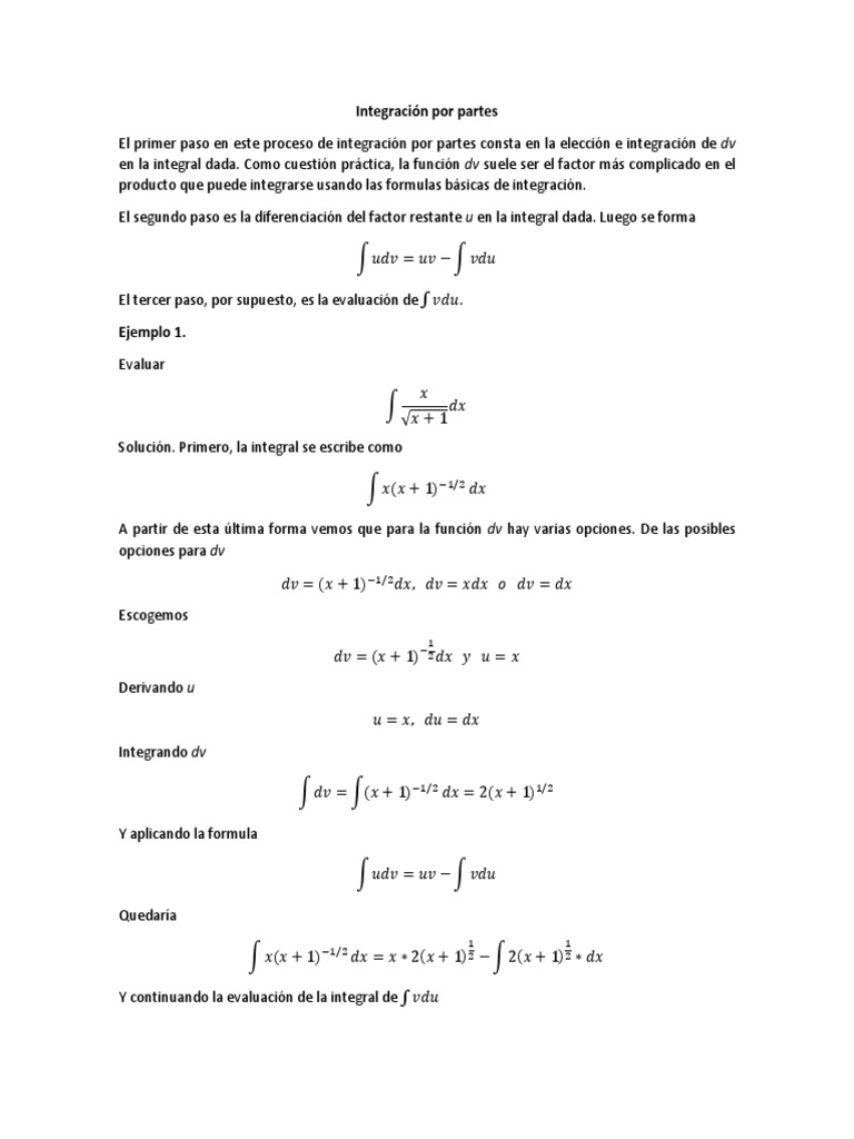 Guía de Integración por Partes | PDF | Métodos y materiales de enseñanza