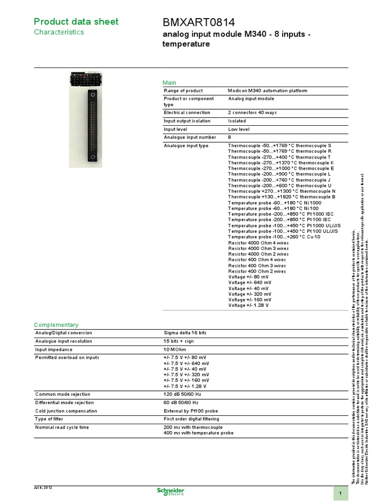 M340 Analog Input Module - 8 Channel Thermocouple and Temperature Sensor Module | PDF ...