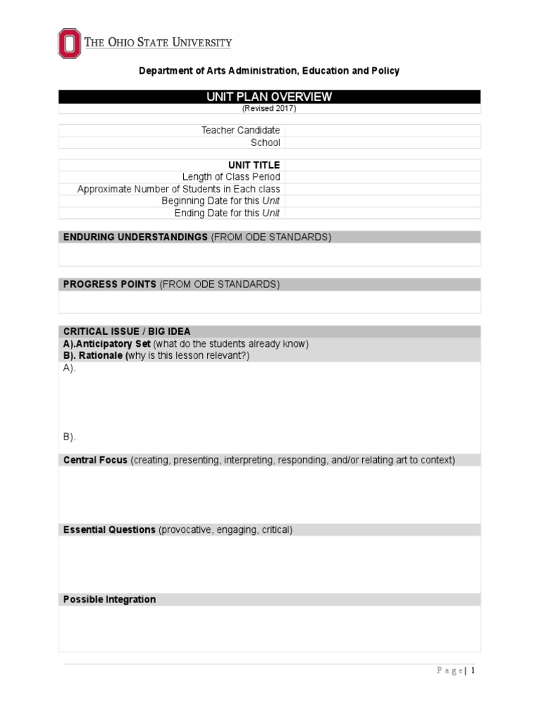 Osu Lesson Template - No Menus | PDF | Educational Assessment | Teachers