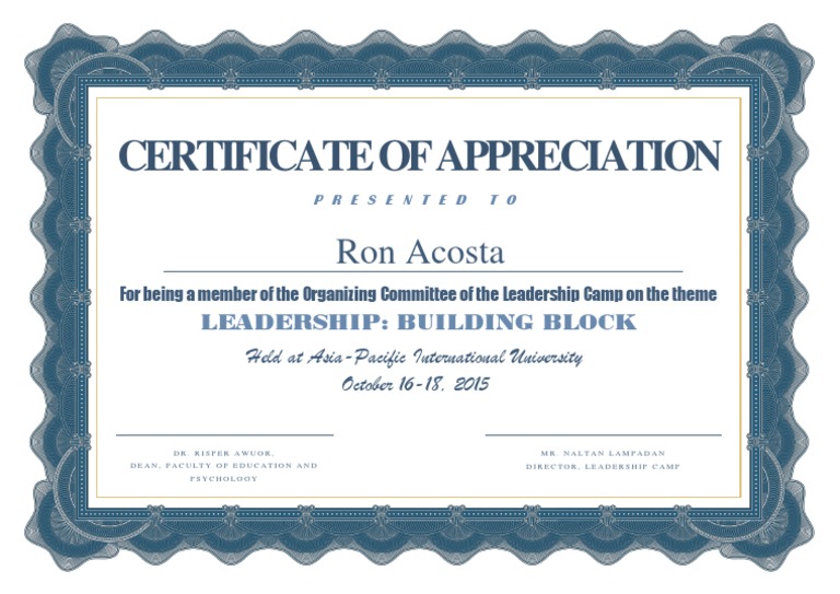 Certificate-Organizing Committee | PDF