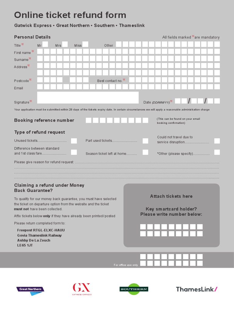 Online Ticket Refund Form: Personal Details Gatwick Express - Great ...
