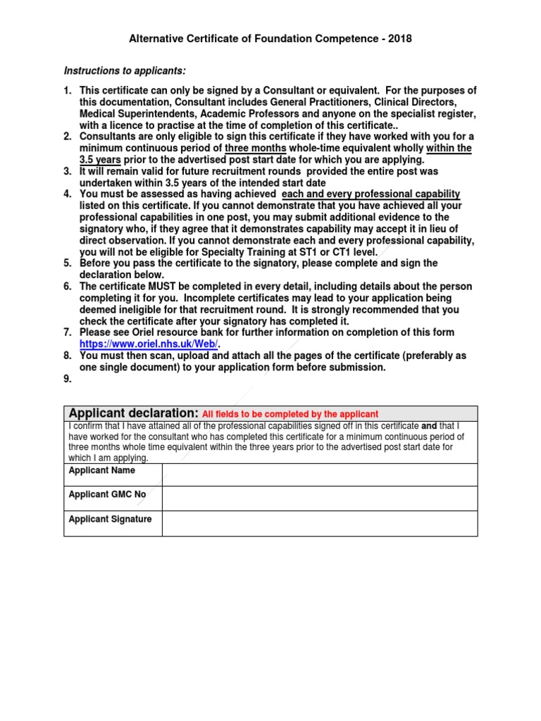 Alternative Certificate of Foundation Competence 2018 Reference Guide ...