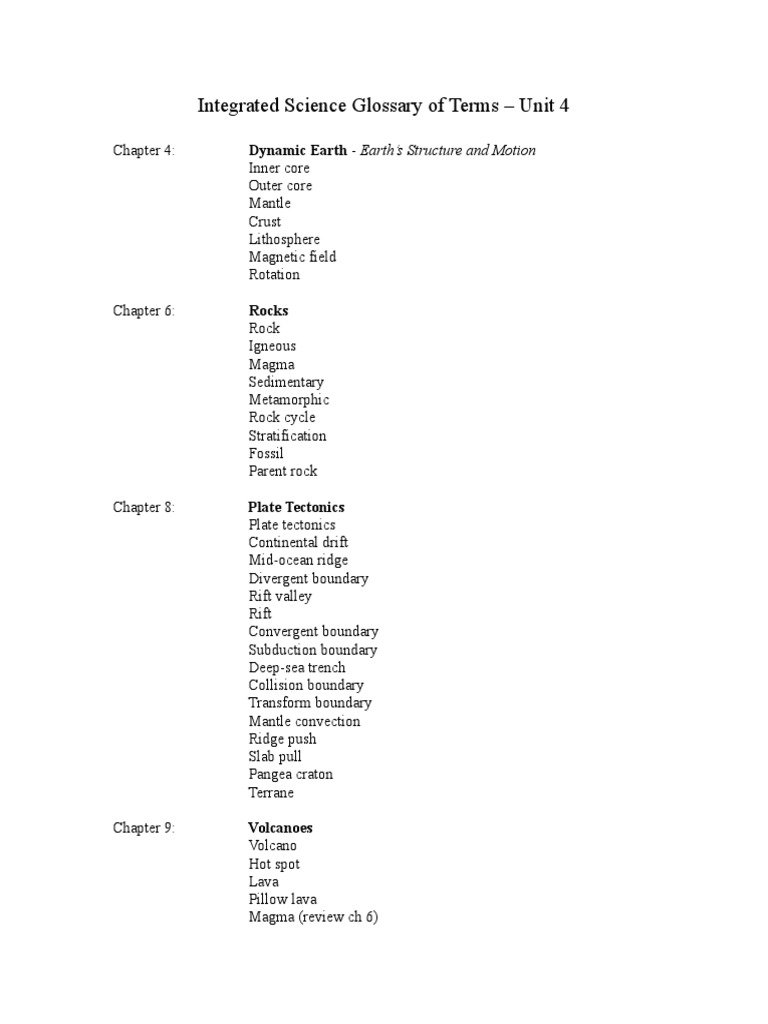 Integrated Science Glossary Unit 4 | PDF