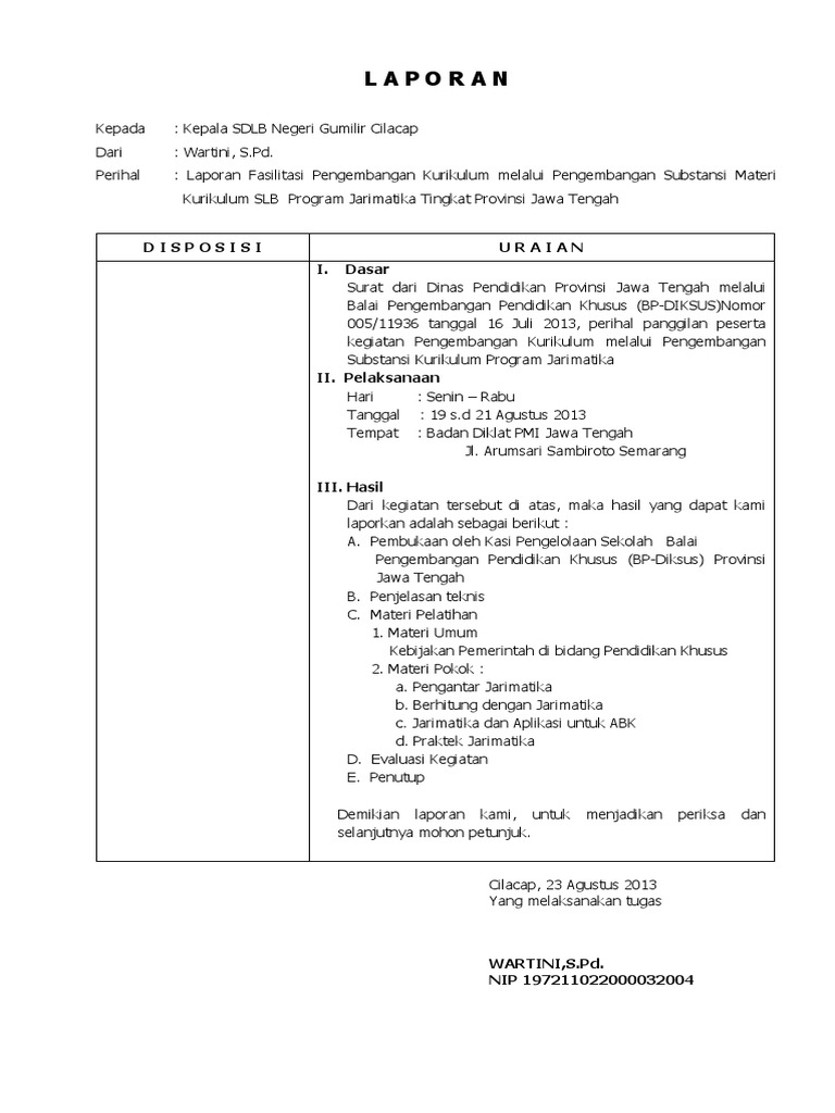 Contoh Laporan SPPD 2016 | PDF