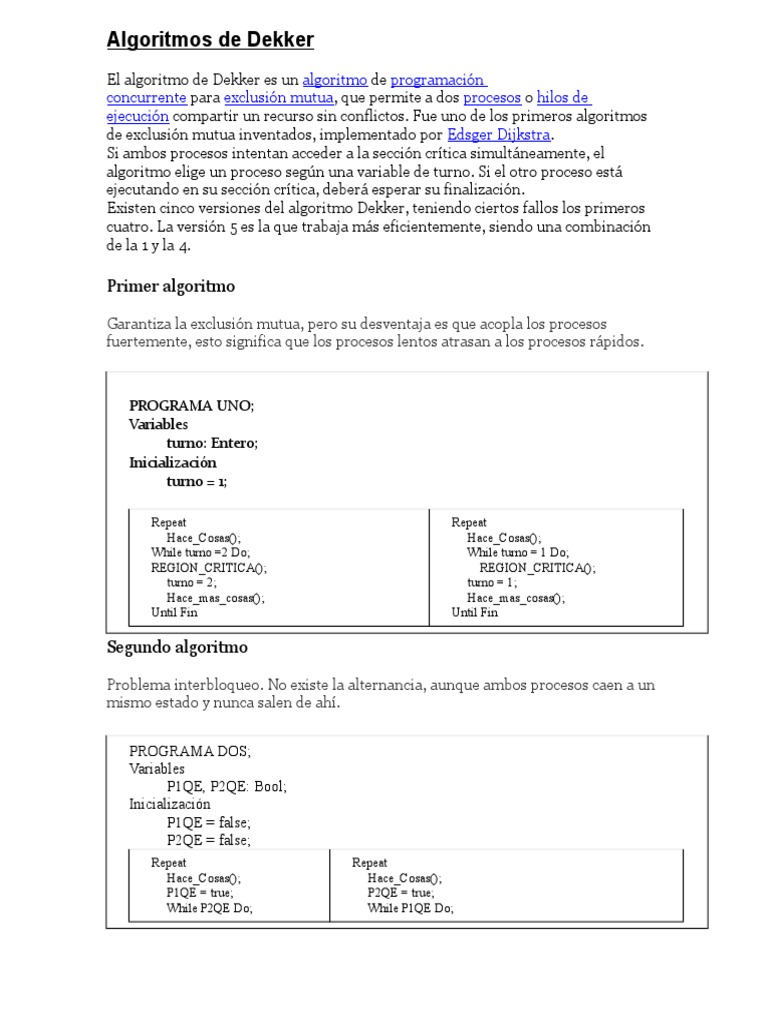 Algoritmos de Dekker | PDF | Ciencias de la Computación | Algoritmos