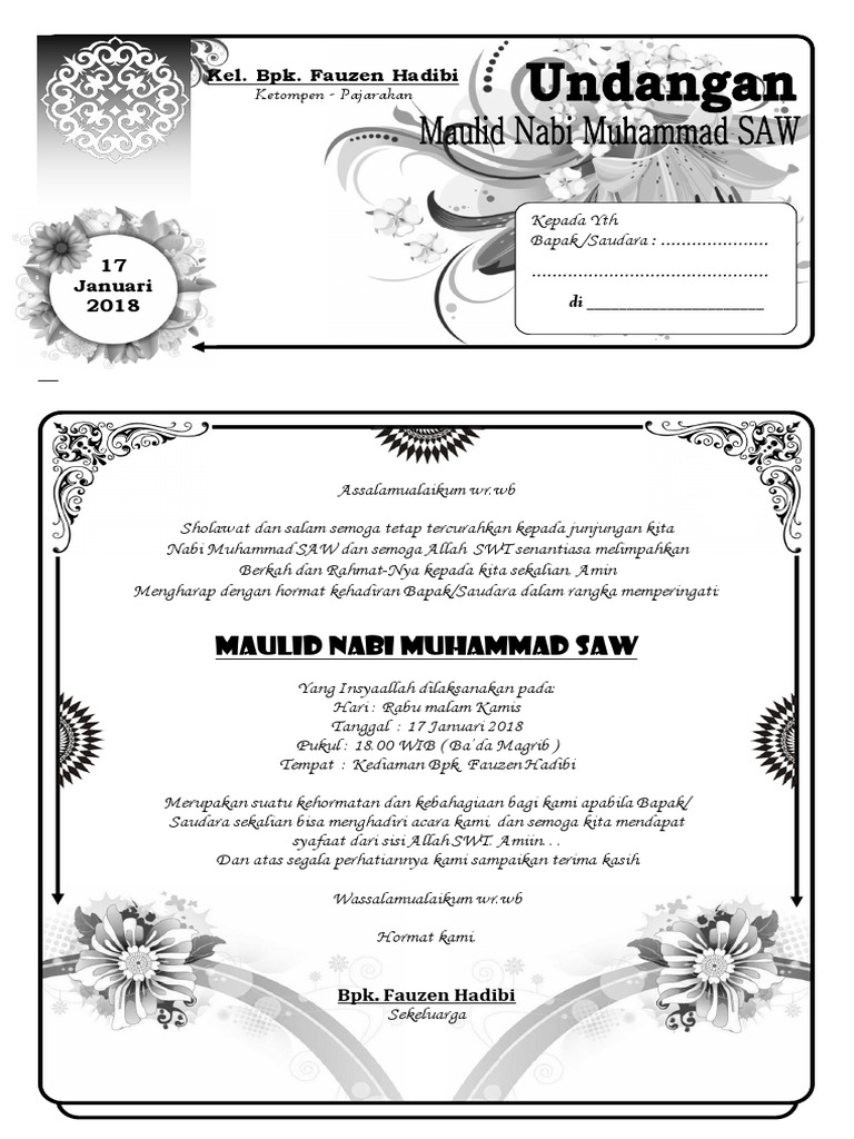 Undangan Peringatan Maulid Nabi Muhammad SAW | PDF