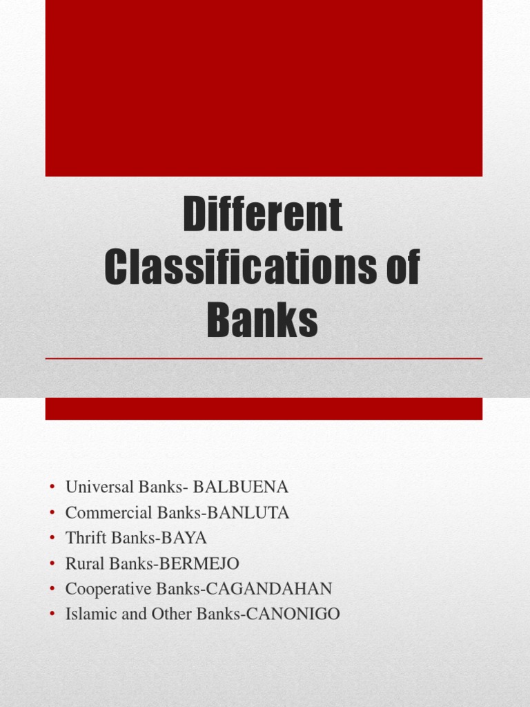 Different Classifications of Banks | PDF | Savings And Loan Association ...