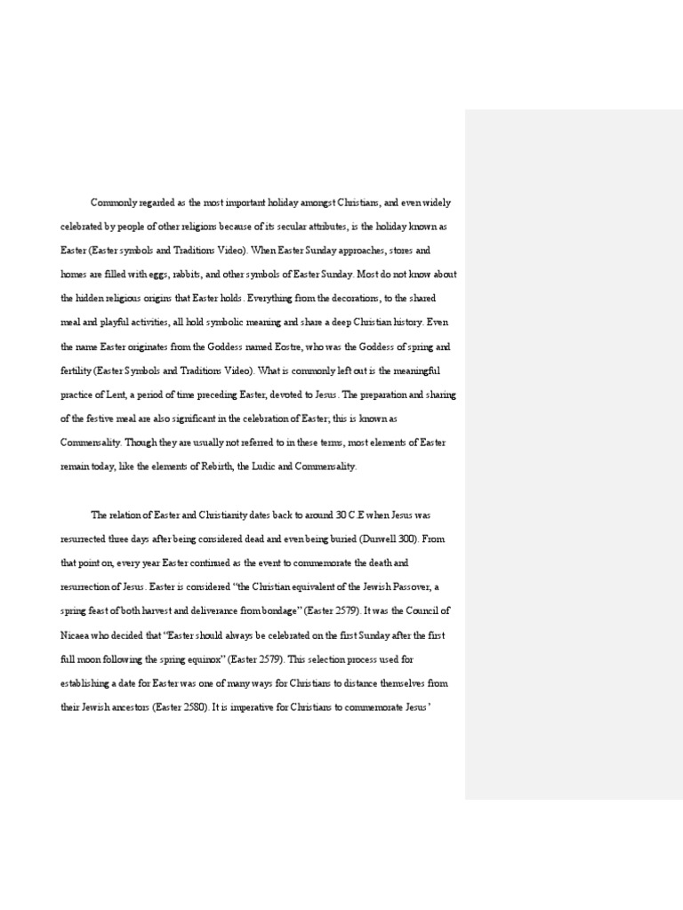 RLGN 1324 Easter Essay | PDF | Easter | Lent