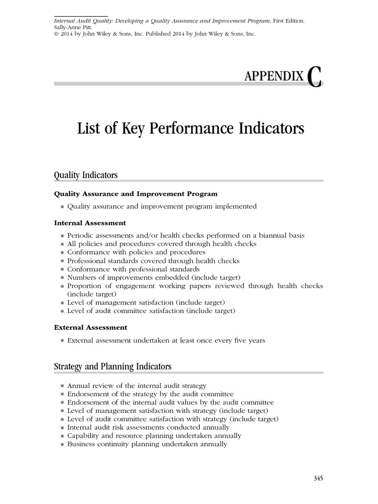 List of KPI For Audits | PDF | Internal Audit | Audit