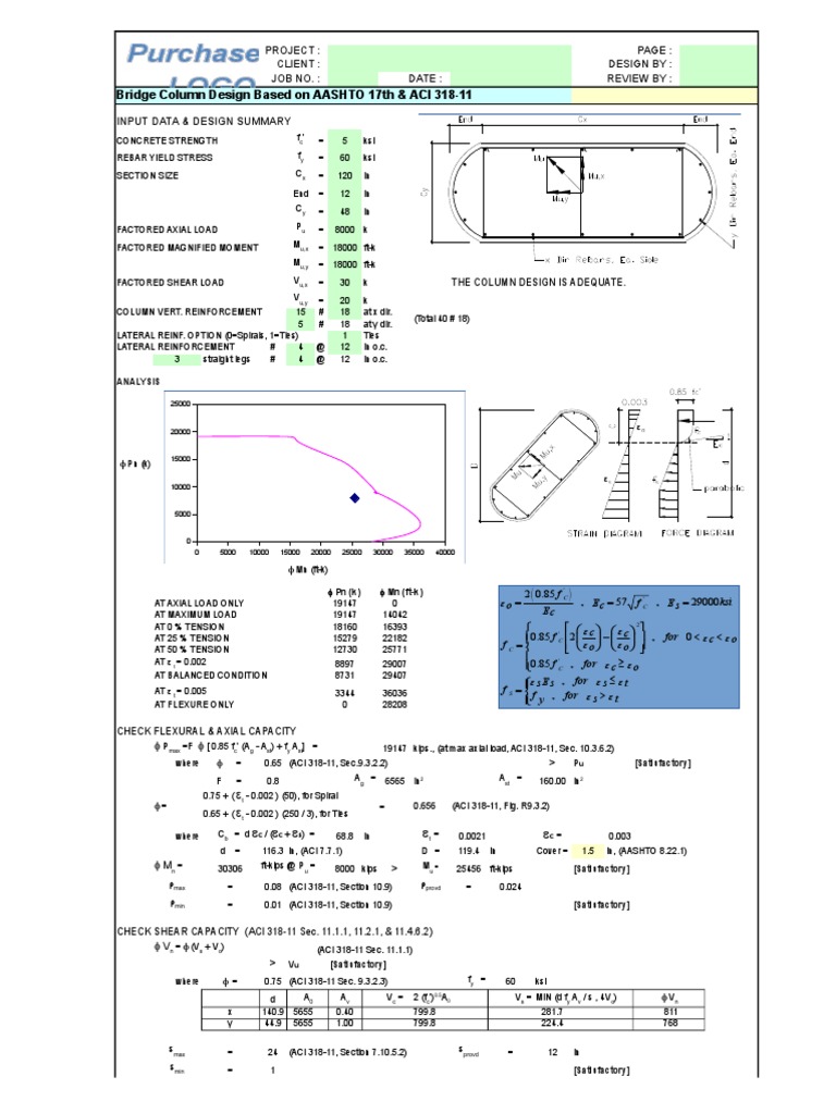Bridge Column Design Based On AASHTO 17th & ACI 318-11: Input Data ...