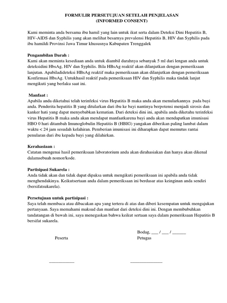Formulir Persetujuan Setelah Penjelasan | PDF